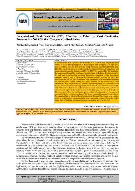 pdf journal of applied science and agriculture computational fluid
