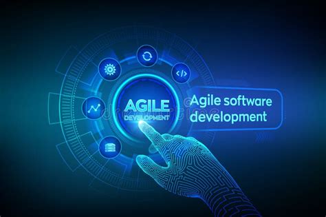Agile Software Development Methodology Concept On Virtual Screen Digital Technology Big Data