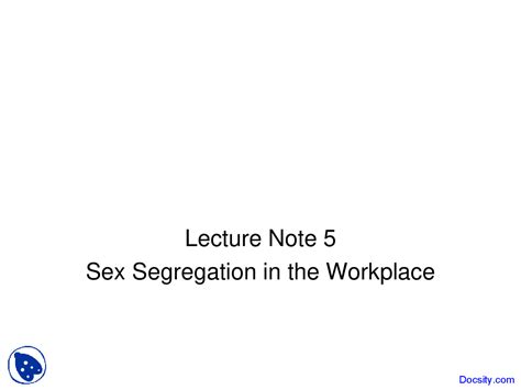 Sex Segregation Sex Inequality Lecture Slides Docsity