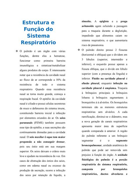 Estrutura E Função Do Sistema Respiratório Warning Tt More Functions Defined Than Expected