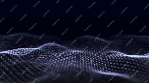 Premium Photo Futuristic Glitch Hexagon Wave Dark Cyberspace Abstract Wave With Dots And Line