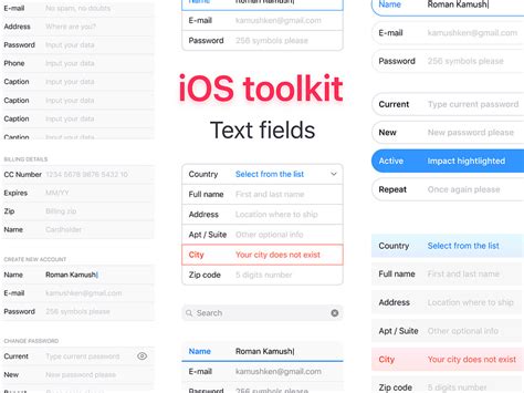 Ios 12 Figma Components · Text Fields By Roman Kamushken On Dribbble