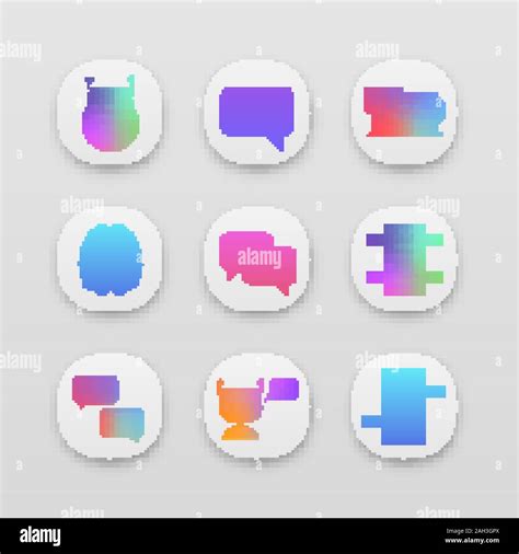 Chatbots App Icons Set Uiux User Interface Graph Support Code