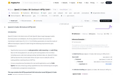 Qwen Coder B Instruct GPTQ Int 使用入口地址 Ai模型最新工具和软件app下载