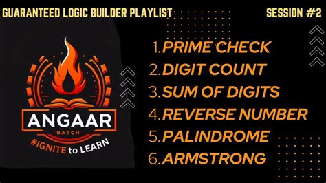 Logic Building Session 2 Guaranteed Logic Building Playlist Youtube