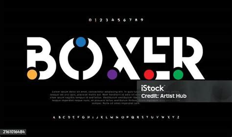 스포츠 기술 디지털 로고 글꼴 벡터 일러스트 레이 션에 대 한 대담한 알파벳 개념에 대한 스톡 벡터 아트 및 기타 이미지 개념 권투 스포츠 기하 도형 Istock
