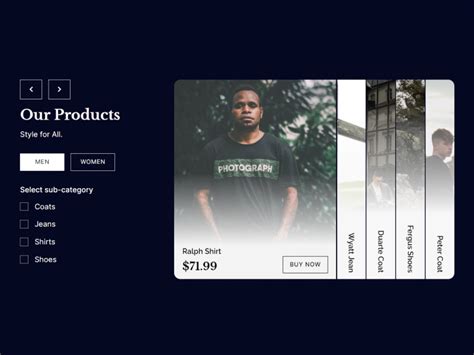 expanding content cards with checkboxes filter unlimited elements