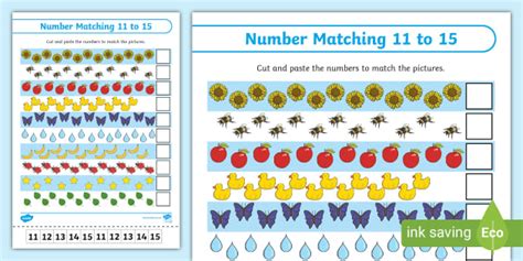 Number Matching Cut And Paste 11 15 Activity Australia