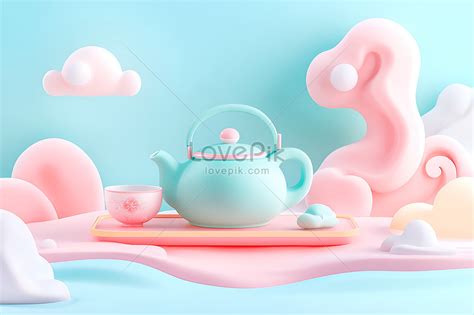 작은 파란색 차 세트 일러스트 무료 다운로드 Lovepik