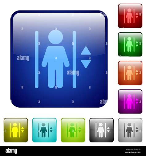 set of elevator color glass rounded square buttons stock vector image and art alamy