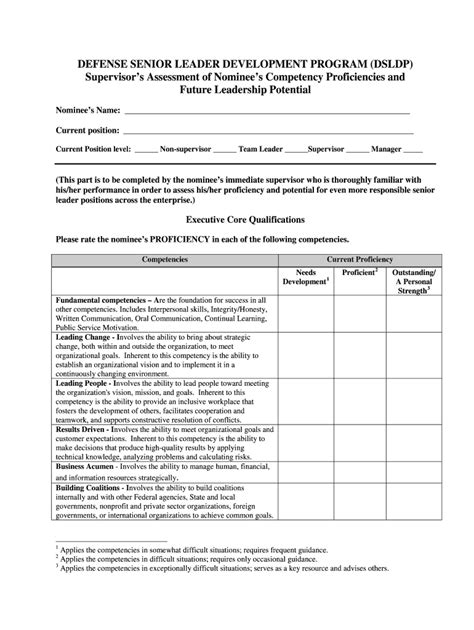 Fillable Online Defense Senior Leader Development Program Dsldp Fax Email Print Pdffiller