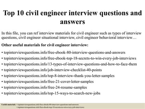Top 52 Civil Engineer Interview Questions And Answers Pdf