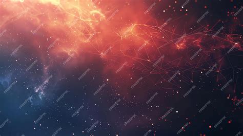 Premium Photo | Abstract background with bright orange glowing plexus and particles