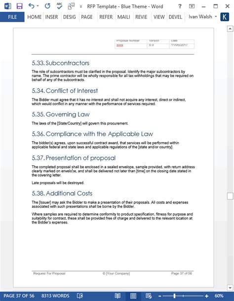 Request For Proposal Rfp Template Ms Wordexcel Templates Forms Checklists For Ms Office