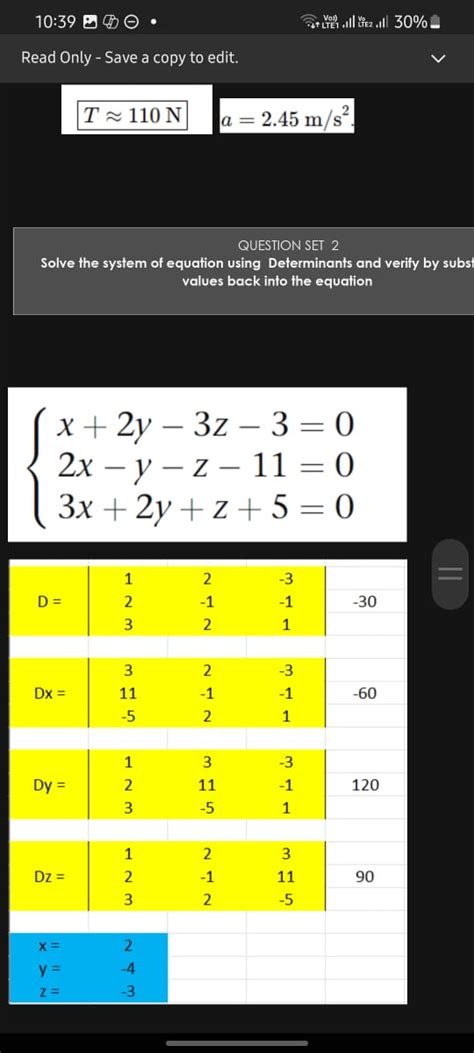 Solve The System Of Equations Using Determinants And Verify By Substituti