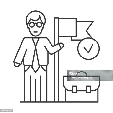 비즈니스 미션 벡터 라인 아이콘 기호 그림 배경 편집 가능한 선 달성 개념에 대한 스톡 벡터 아트 및 기타 이미지 개념 겨냥 경영자 Istock