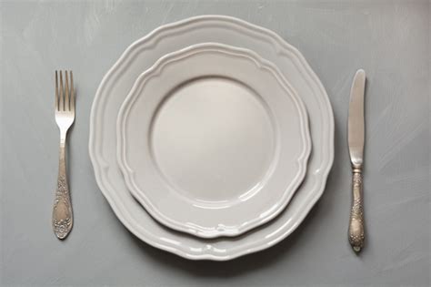 Premium Photo Table Place Setting On Gray Top View Concept