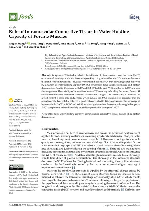(PDF) Role of Intramuscular Connective Tissue in Water Holding Capacity ...