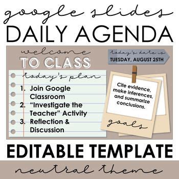 Daily Agenda Template Google Slides Neutral Boho Theme Agenda Template Welcome To Class