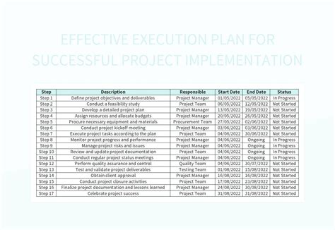 Effective Execution Plan For Successful Project Implementation Excel