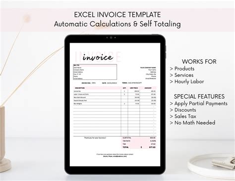 Excel Simple Invoice Spreadsheet Invoice With Formulas Editable And Printable Invoice In Excel