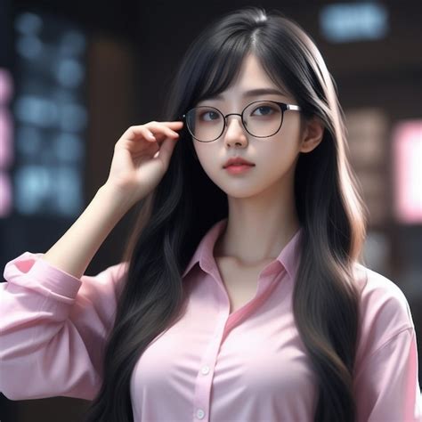 Premium Photo Beautiful Anime Girl Wearing Glasses Looking Like A