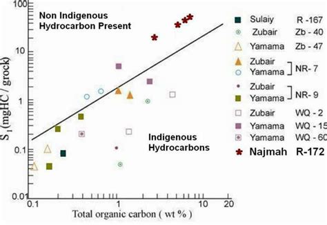 Plot Of S 1 Versus Toc Wt Illustrating The Indigenous Nature Of