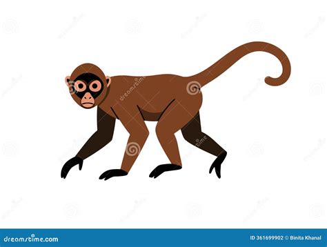 Spider Monkey Animal Isolated Coloring Page Cartoon Vector