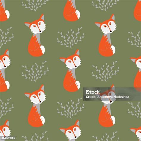 귀여운 빨간 여우와 나뭇 가지 벡터 원활한 패턴 벡터 그림 0명에 대한 스톡 벡터 아트 및 기타 이미지 0명 가을 고양이