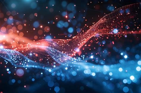 Abstract Digital Background With Glowing Particles Futuristic Wave With