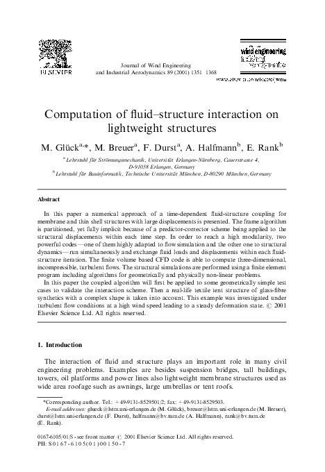 pdf computation of fluid structure interaction on lightweight structures