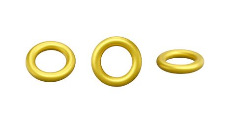 Golden Metallic Torus Set Of 3d Torus Objects Donut Realistic Geometric Shapes Gold Decoration
