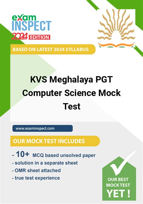Kvs Meghalaya Pgt Computer Science Mock Test Jet Exam Publication