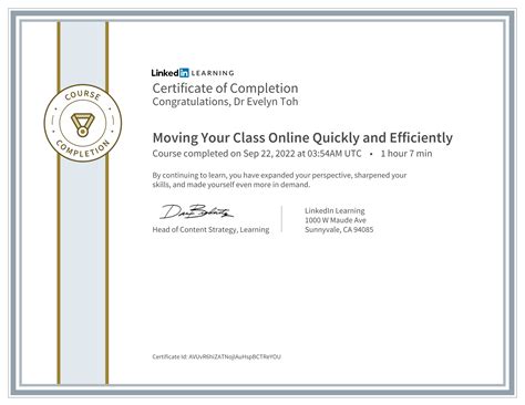 Dr Evelyn Toh On Linkedin Certificate Of Completion