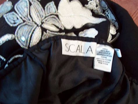 Sequin Tiered Dress Party Scala Black White Beaded Gem