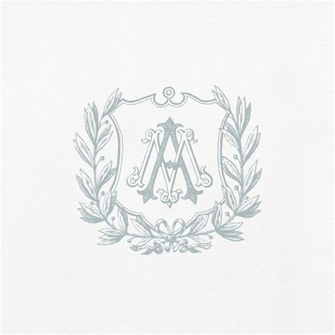 Vintage Wreath Shield Crest — Blue Harbor Paperie
