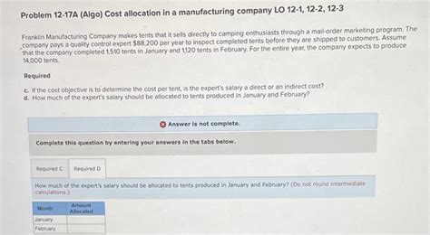 solved problem 12 17a algo cost allocation in a