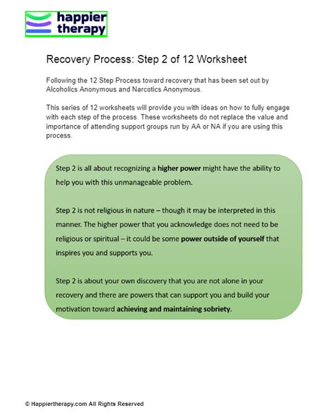 Recovery Process Step 2 Of 12 Worksheet Happiertherapy Worksheets Library