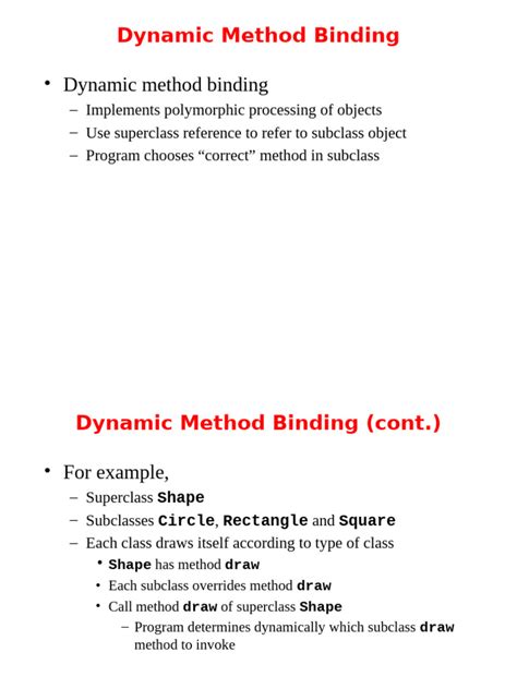 Understanding Dynamic Method Binding And Polymorphism Pdf Method