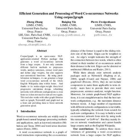 Efficient Generation And Processing Of Word Co Occurrence Networks Using Corpus2graph Acl