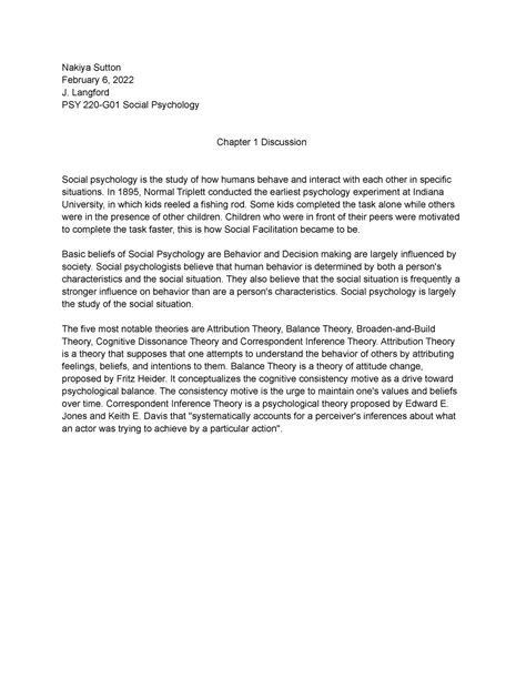 Chapter 1 Discussion Completed Assignment Nakiya Sutton February 6