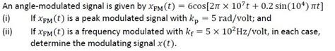 Solved An Angle Modulated Signal Is Given By Chegg