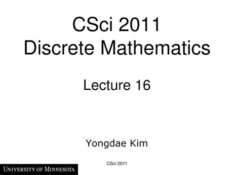Ppt Csci 2011 Discrete Mathematics Lecture 16 Powerpoint Presentation