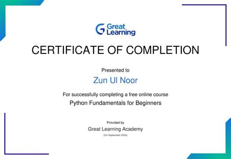 Finished Python Course With Great Learning Zun Ul Noor Posted On The Topic Linkedin