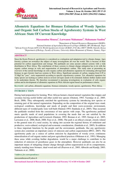 Pdf Allometric Equations For Biomass Estimation Of Woody Species And