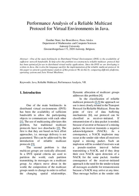 pdf performance analysis of reliable multicast protocols using