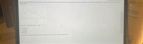 solved 3 ausing the prototype oblique triangle shown below