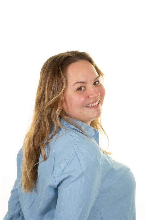 Portrait Beauty Of Curvy Woman Smiling Cute On Camera With White Background Stock Photo Image