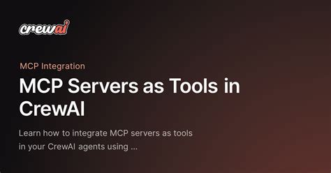 mcp servers as tools in crewai crewai