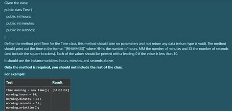 Solved Given The Class Public Class Time Public Int
